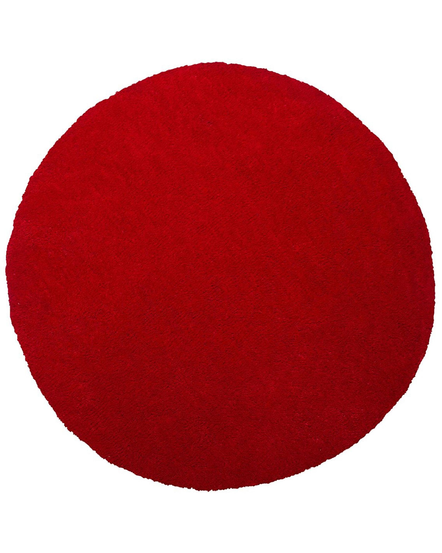 Shaggy Round Area Rug ⌀ 140 cm Red DEMRE | Beliani.co.uk