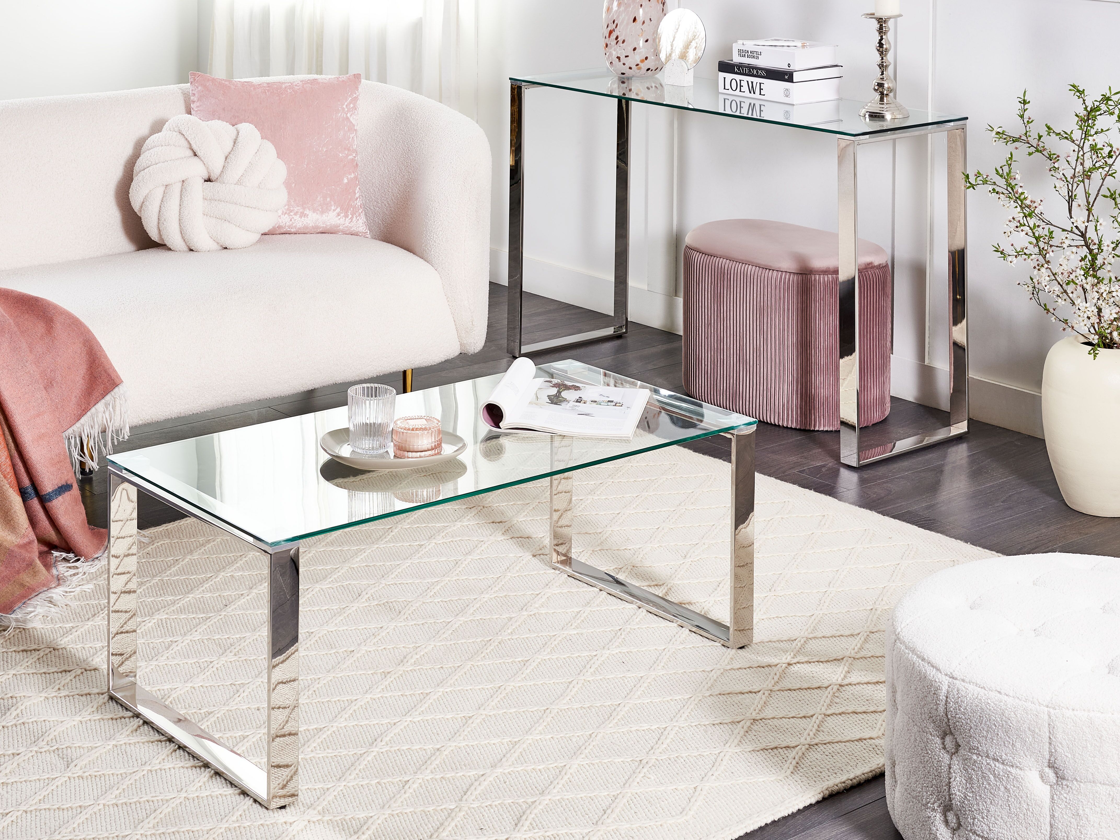 Salongbord med glassplate sølv TILON | Beliani.no