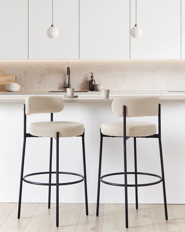 Sett med 2 barstoler bouclé Lys beige ALLISON | Beliani.no