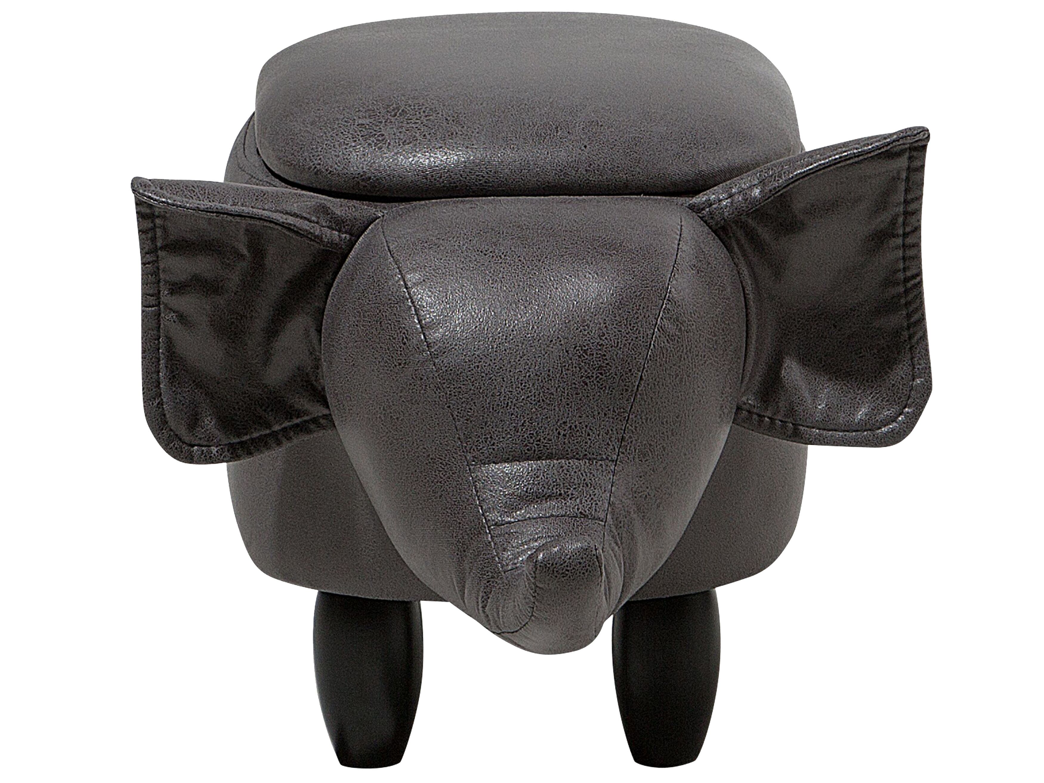 Faux Leather Storage Animal Stool Dark Grey ELEPHANT | Beliani.co.uk