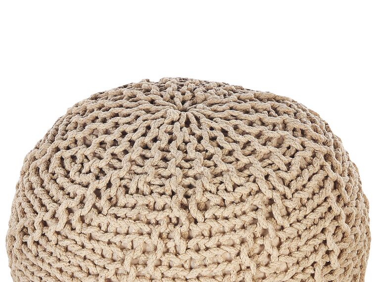Bomuldsstrikket puf 50 x 35 cm Beige PRIENE | Beliani.dk