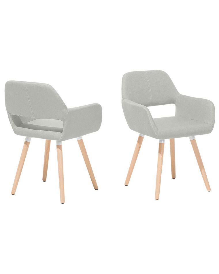 Set of 2 Fabric Dining Chairs Light Grey CHICAGO | Beliani.co.uk