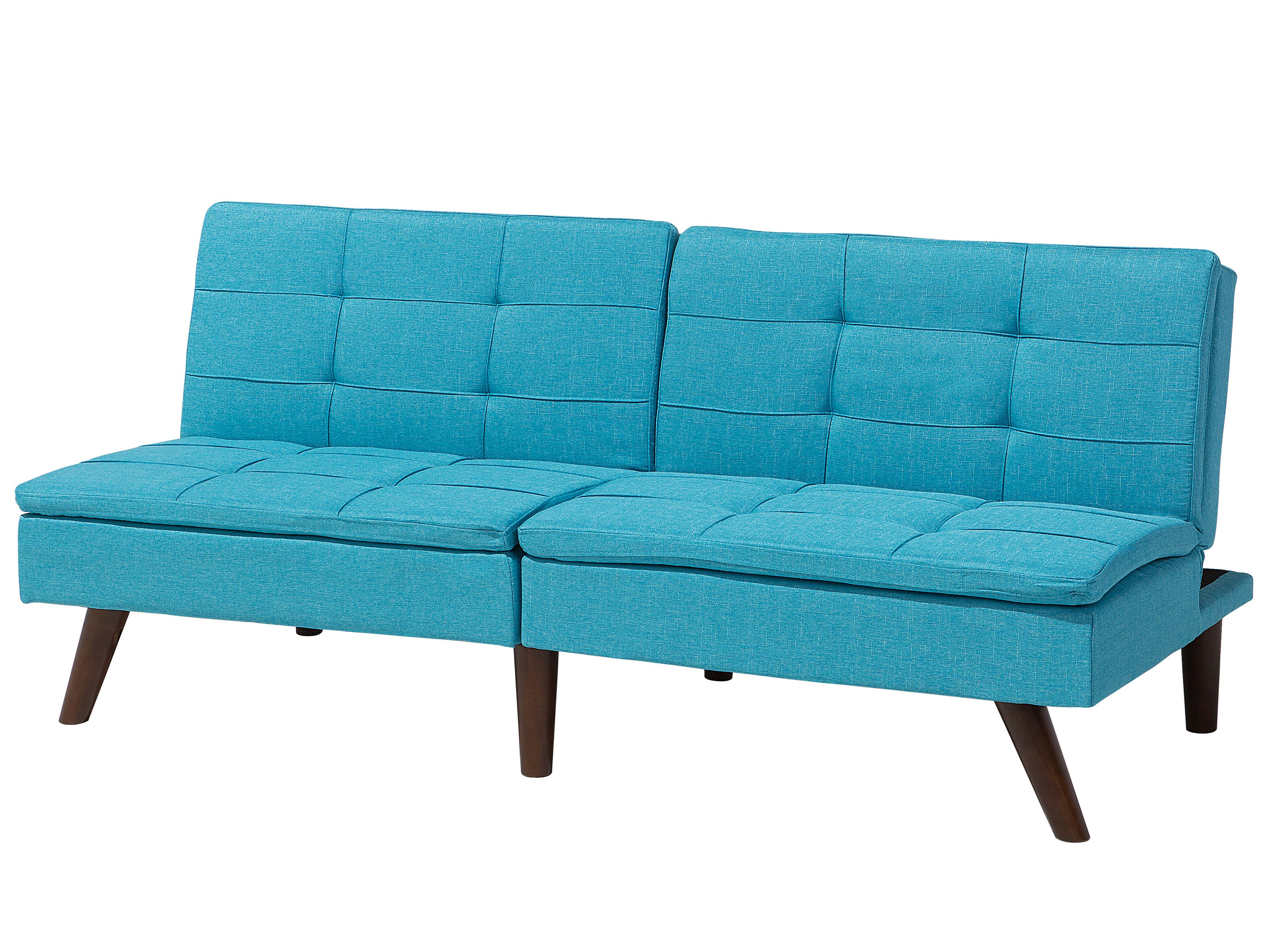 Fabric Sofa Bed Turquoise Blue RONNE | Beliani.co.uk