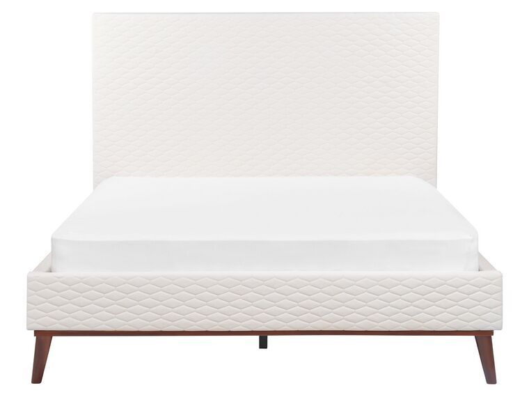 Trekvart seng hvid velour 140 x 200 cm BAYONNE | Beliani.dk