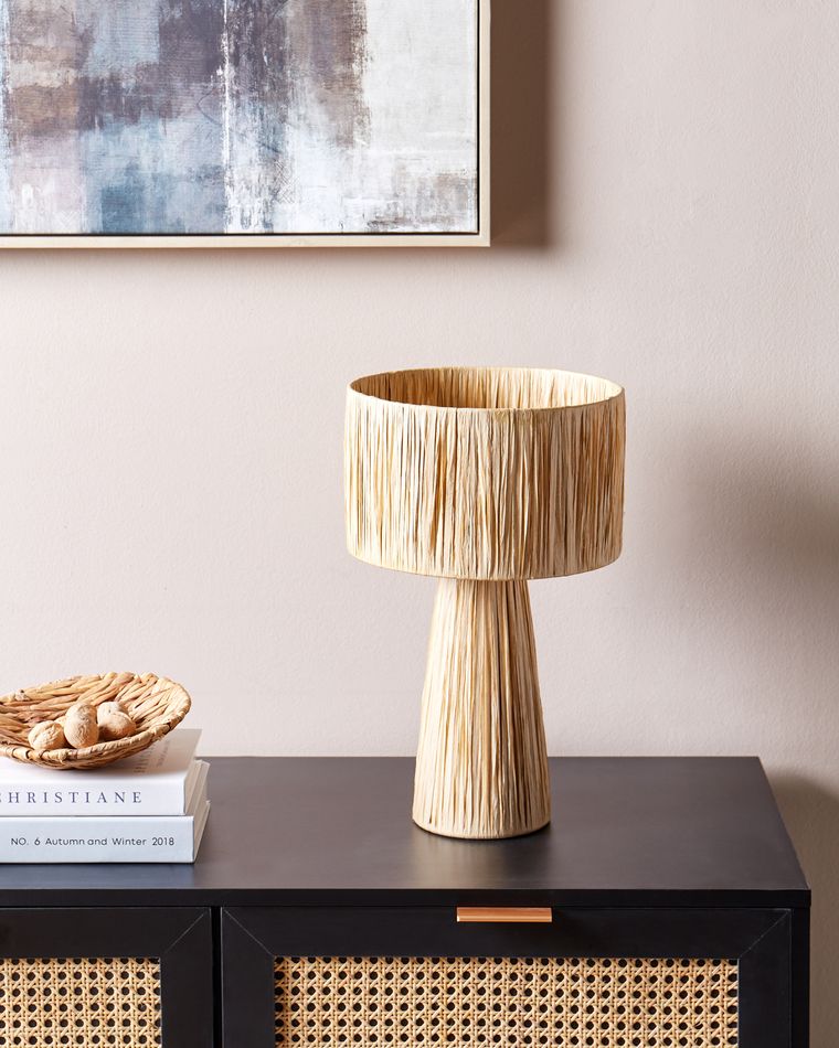 Raffia Table Lamp Natural WELMEL | Beliani.at