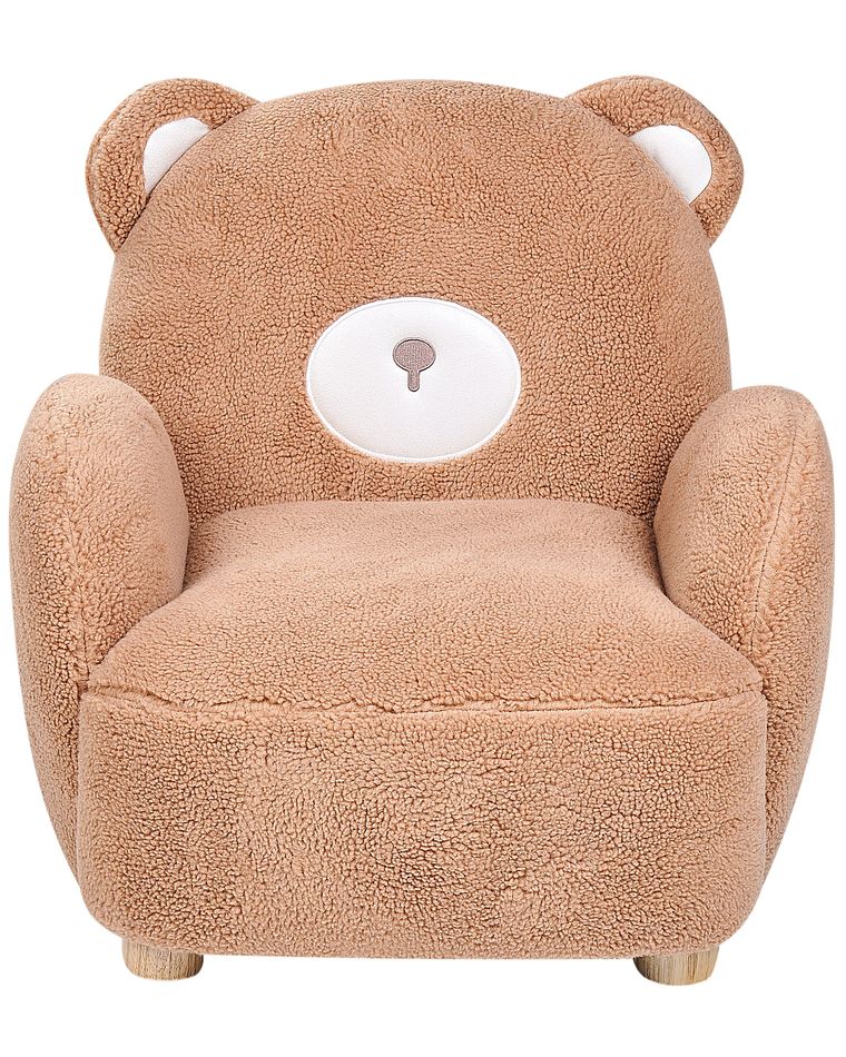 Kids Armchair Bear Faux Fur Brown BOO | Beliani.co.uk