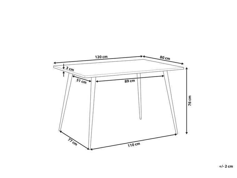 Dining Table 120 x 80 cm White Marble Effect with Black SANTIAGO ...
