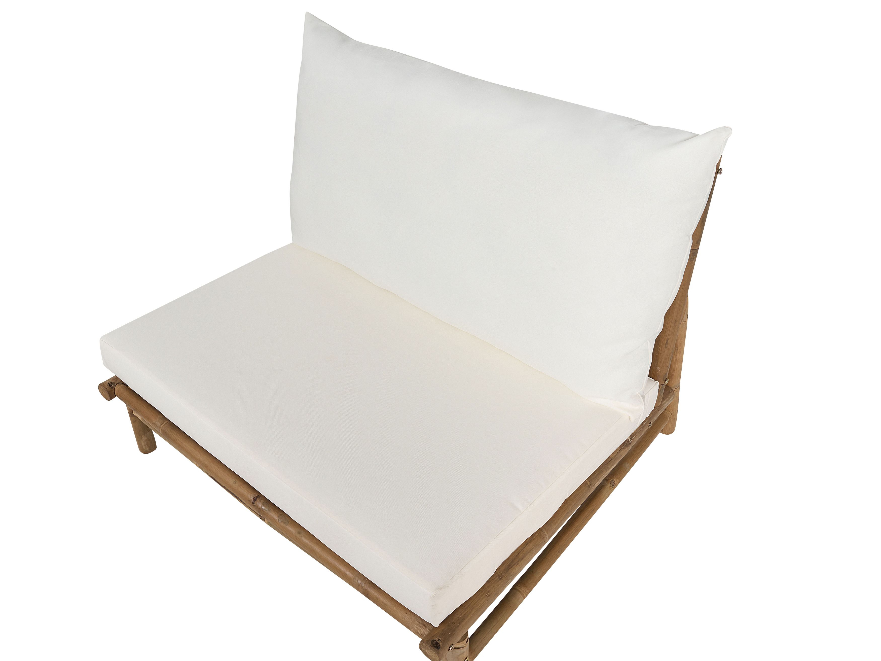 2 Seater Bamboo Lounge Set Light Wood and White TODI | Beliani.co.uk