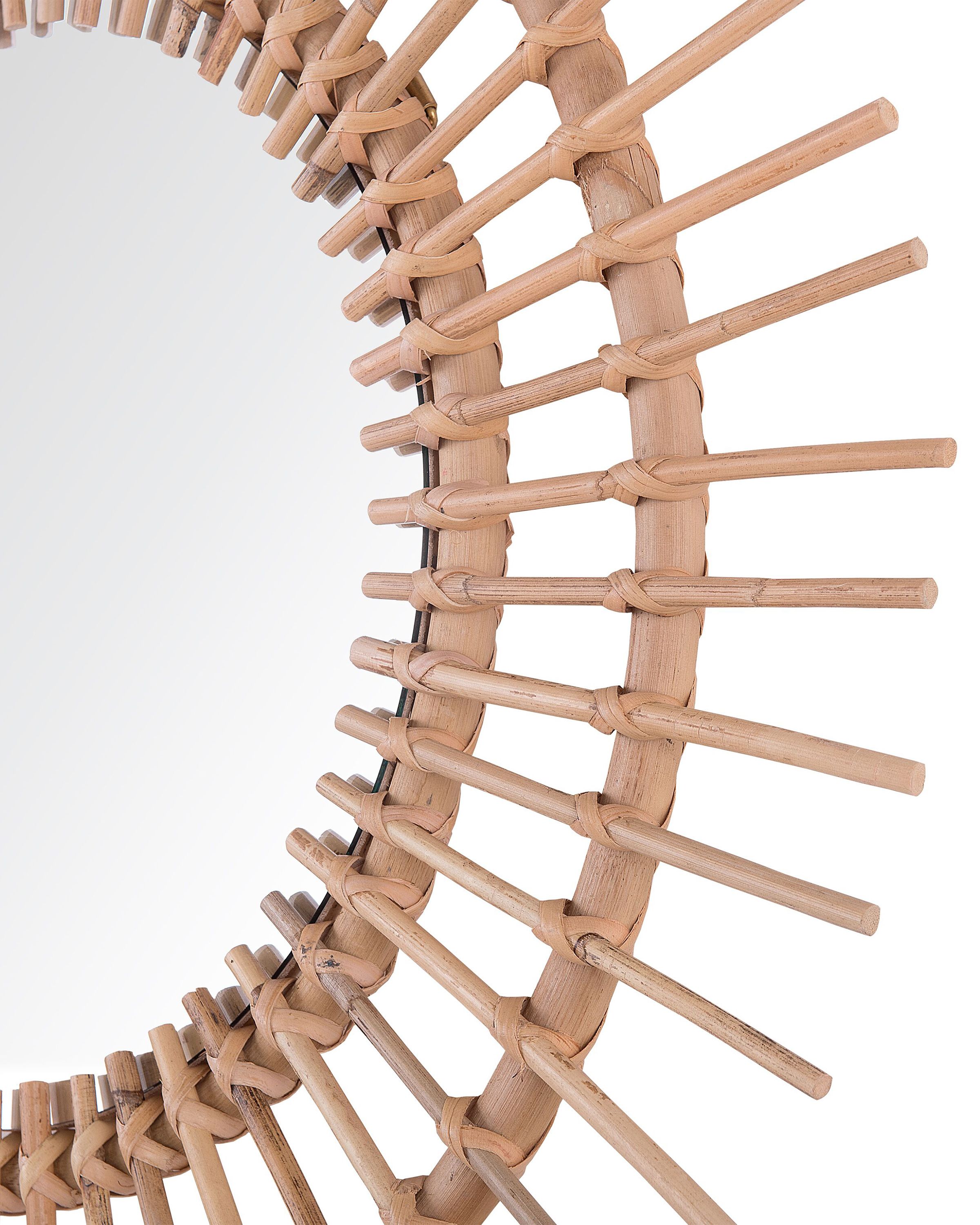 Rattanowe lustro ścienne słońce ø 76 cm naturalne STENEN | Beliani.pl