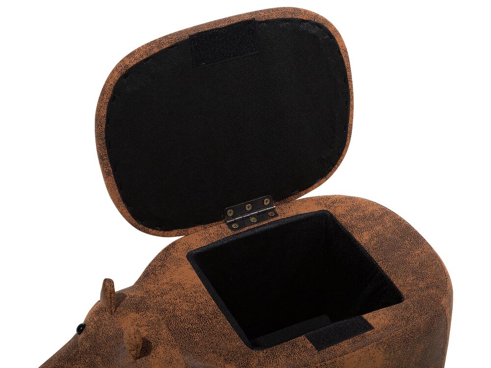 Faux Leather Storage Animal Stool Brown HIPPO | Beliani.co.uk
