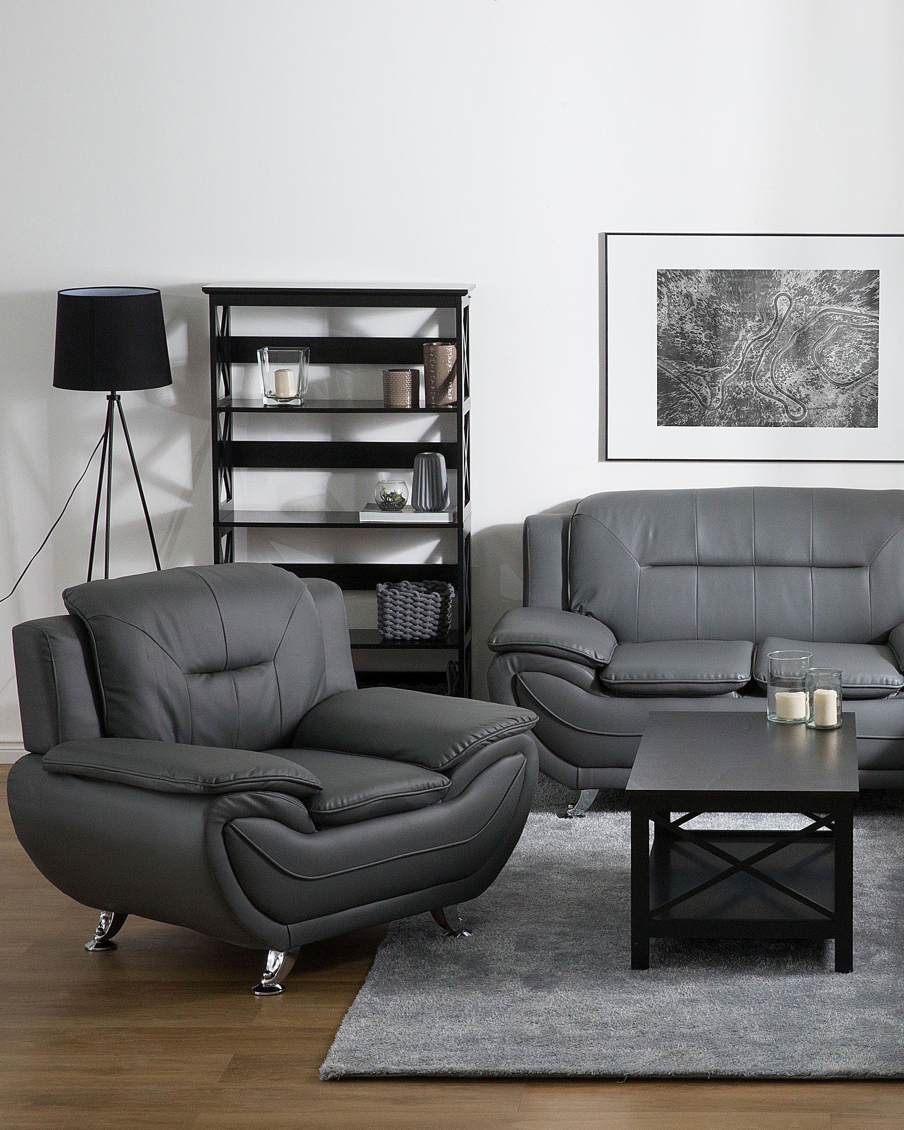 Faux Leather Armchair Grey LEIRA | Beliani.co.uk