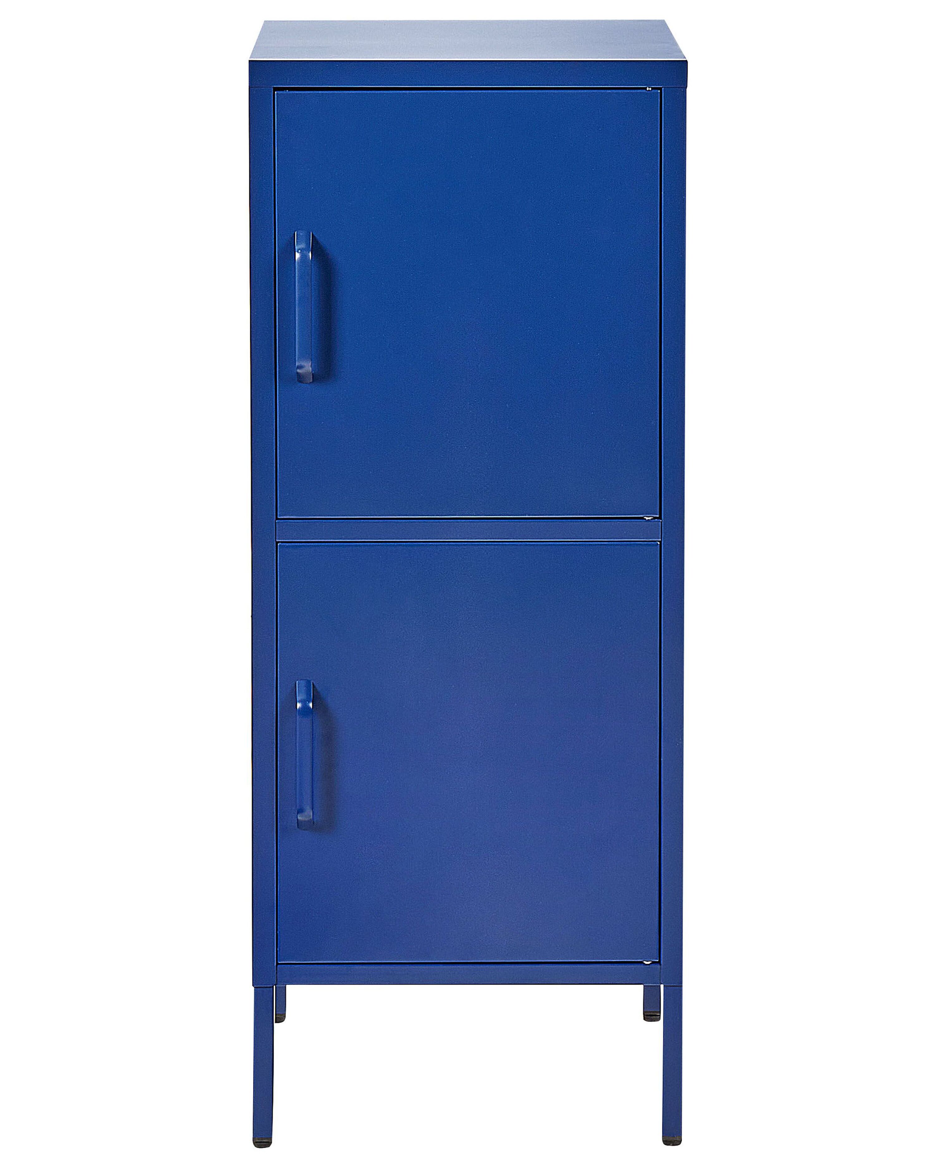 2 Door Metal Storage Cabinet Navy Blue HURON | Beliani.co.uk