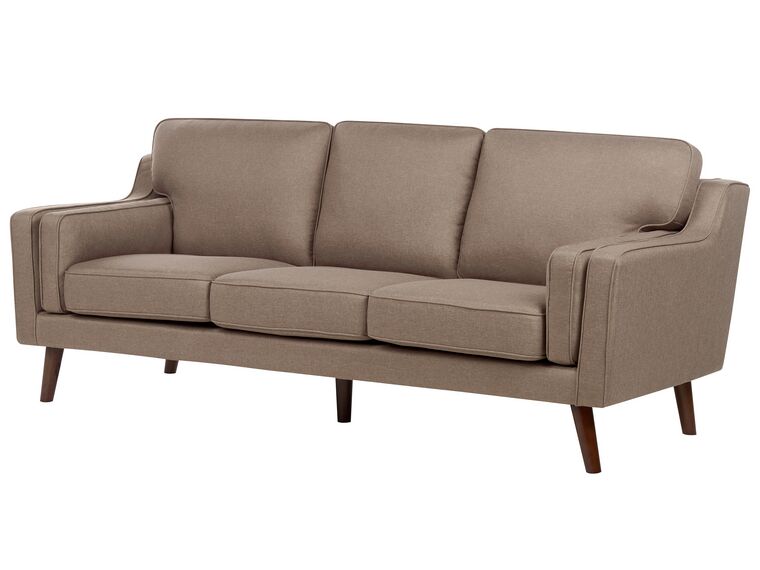 3 Seater Fabric Sofa Light Brown LOKKA | Beliani.co.uk