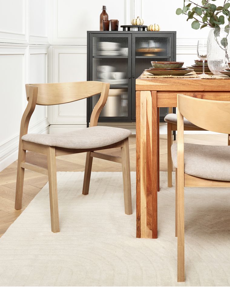 Sett med 2 spisestoler lyst tre/beige MAROA | Beliani.no