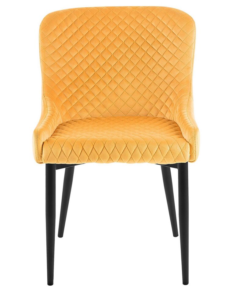 Set of 2 Velvet Dining Chairs Yellow SOLANO | Beliani.co.uk