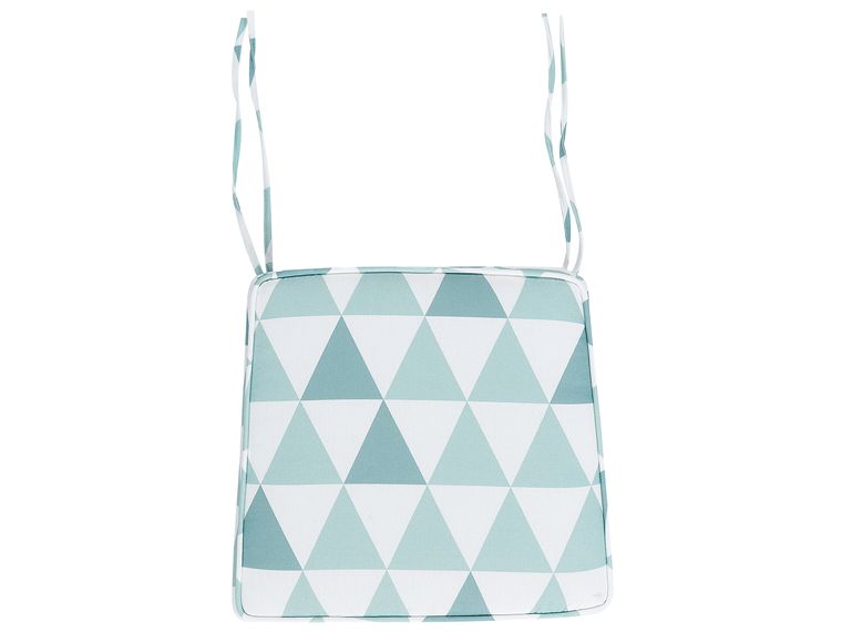 Set of 2 Outdoor Seat Pad Cushions Triangle Pattern Blue and White ...