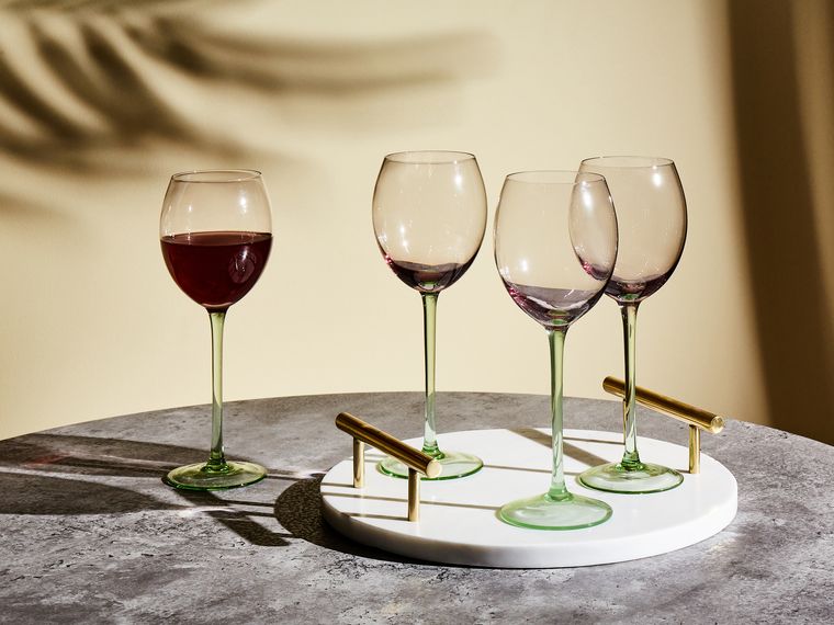 Vinglas lyserød/grøn 4 stk 36 cl DIOPSIDE | Beliani.dk