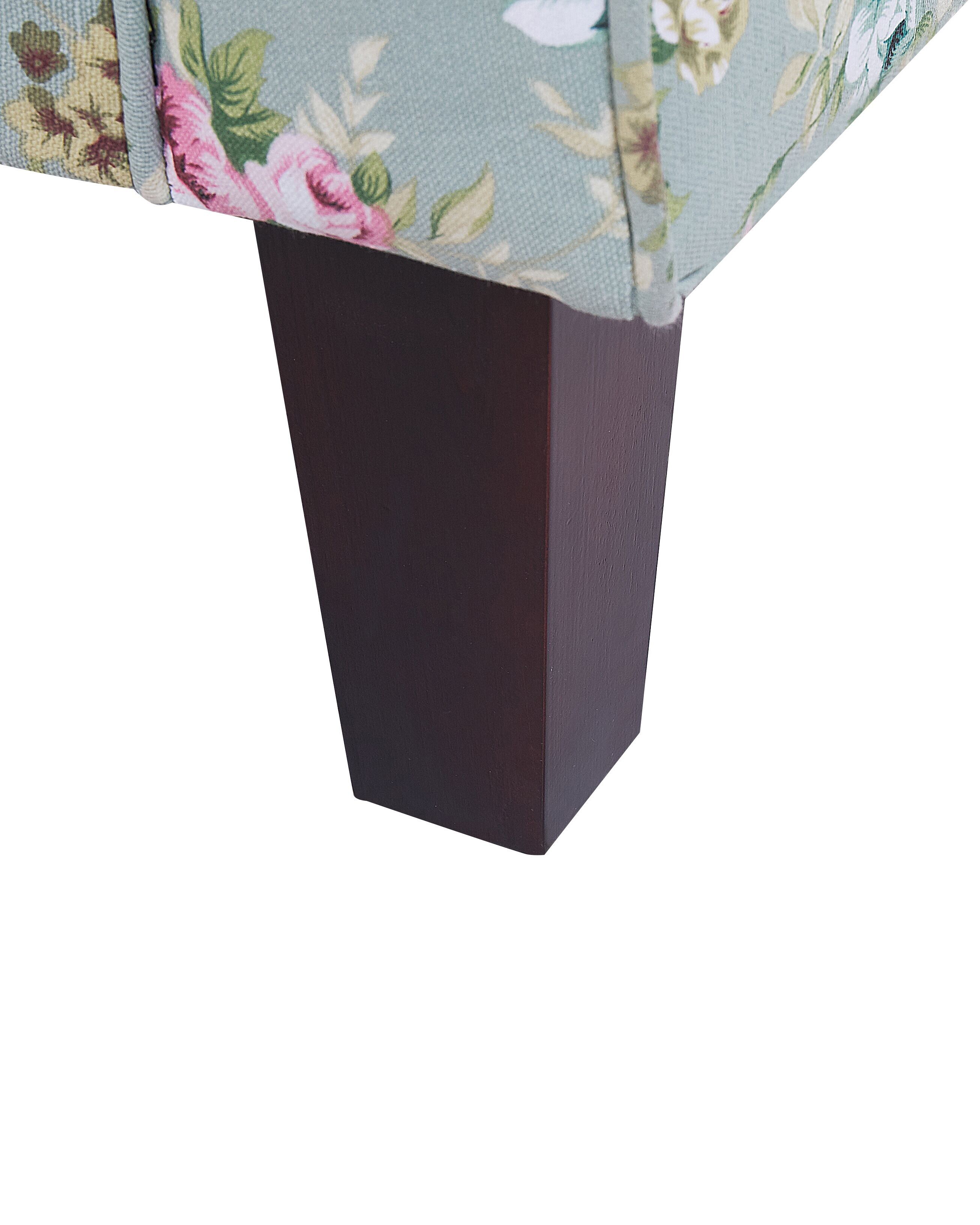 Fabric Wingback Chair with Footstool Floral Pattern Green HAMAR ...