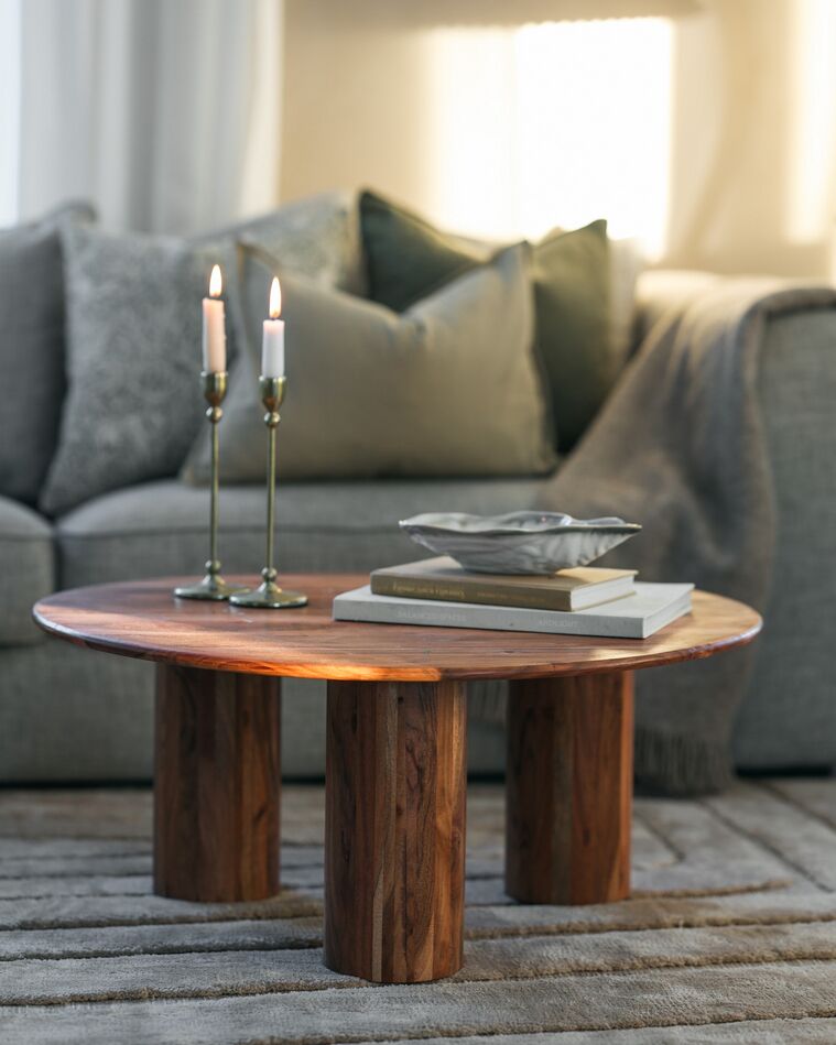 Acacia Wood Coffee Table Light COLINA | Beliani.co.uk
