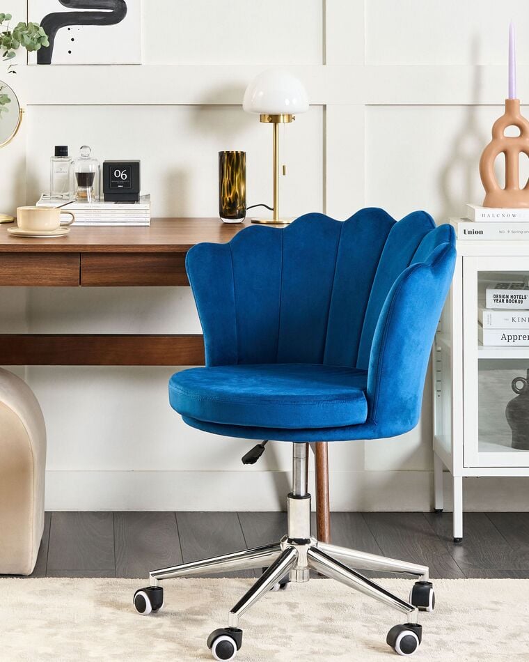 Velvet Desk Chair Blue MONTICELLO | Beliani.fi