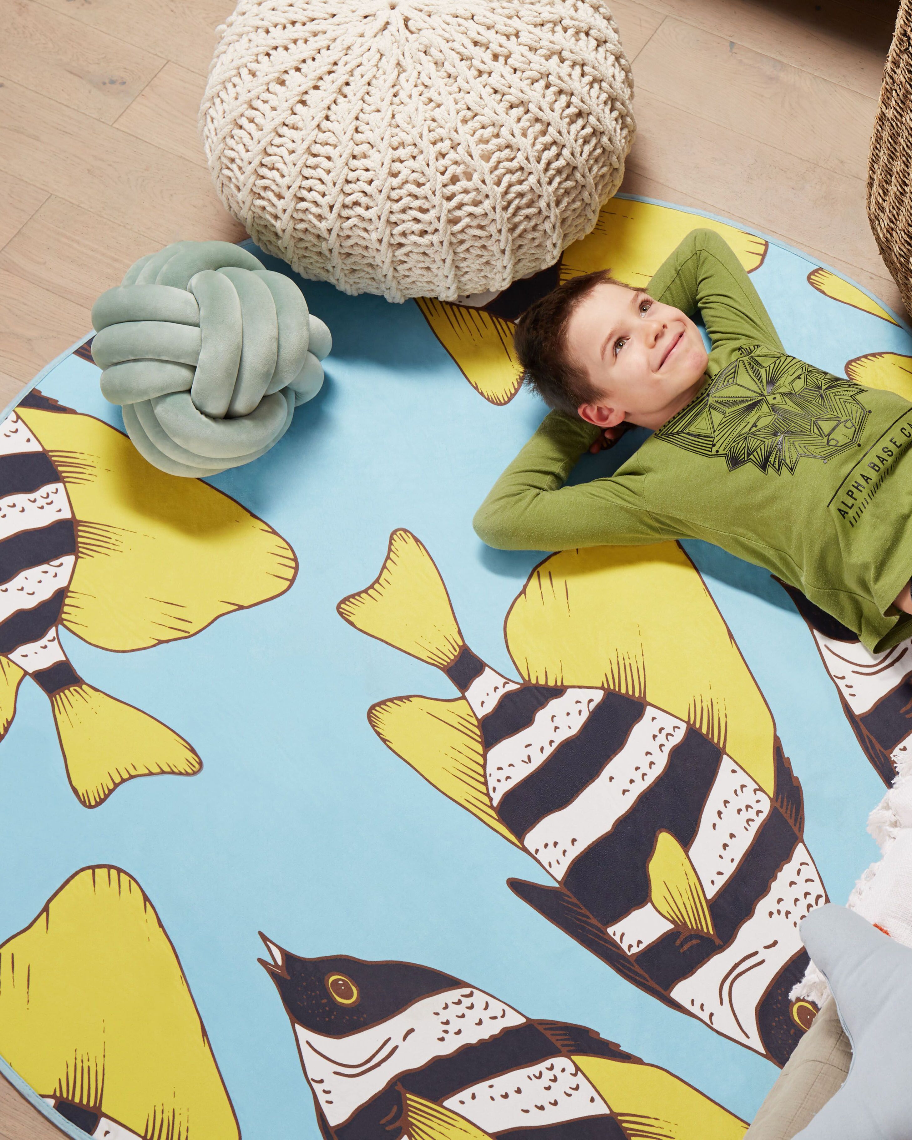 Area Rug Fish Print 80 x 140 cm Blue FIZME | Beliani.co.uk