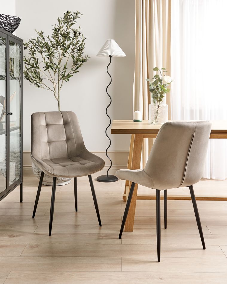 Upholstered Velvet Chairs Taupe