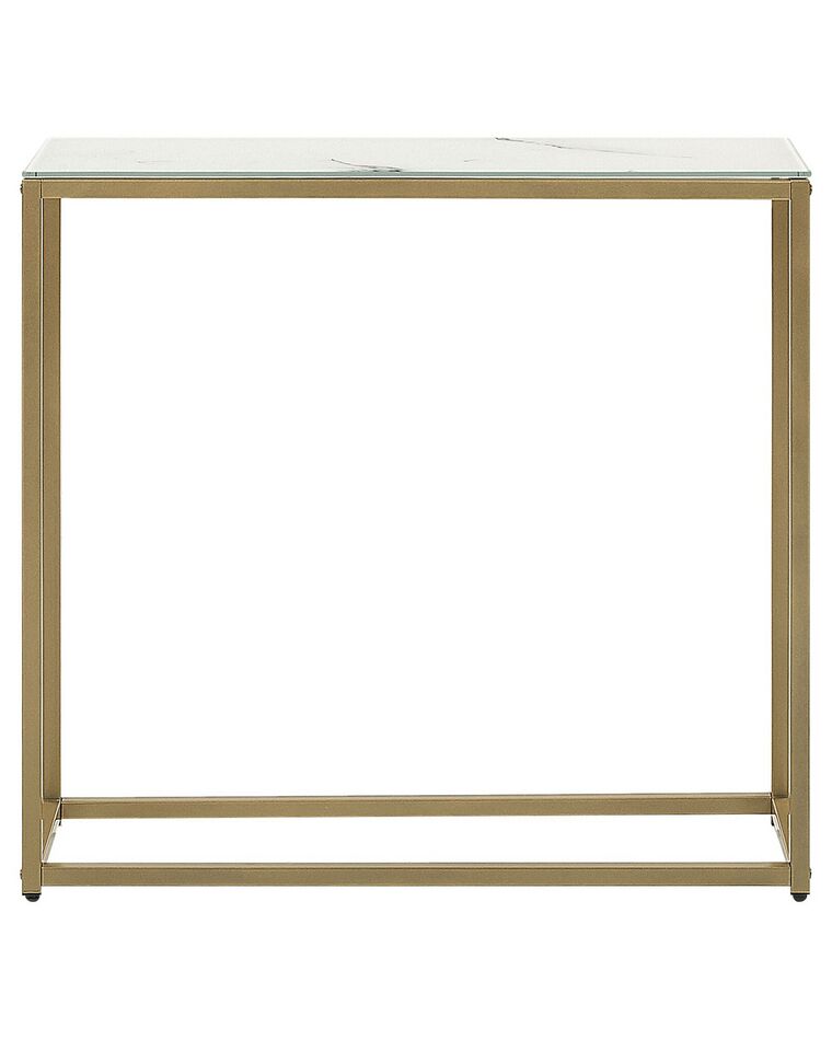 Console Table Marble Effect White with Gold DELANO | Beliani.co.uk