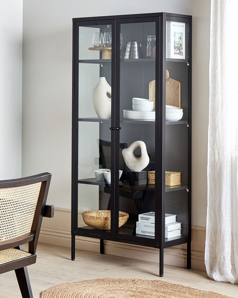 Steel Display Cabinet Black HARTY | Beliani.co.uk