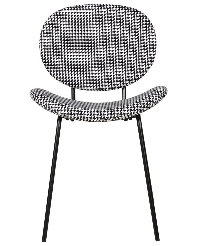 Set of 2 Fabric Dining Chairs Houndstooth Black and White LUANA ...