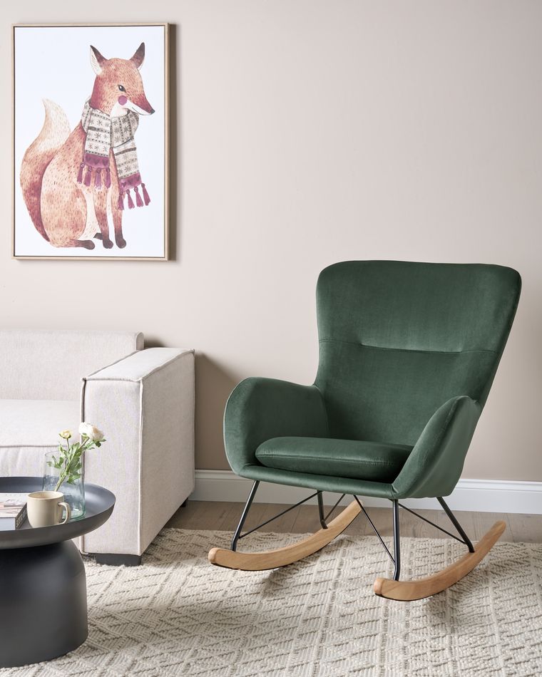 Velvet Rocking Chair Dark Green ELLAN | Beliani.pt