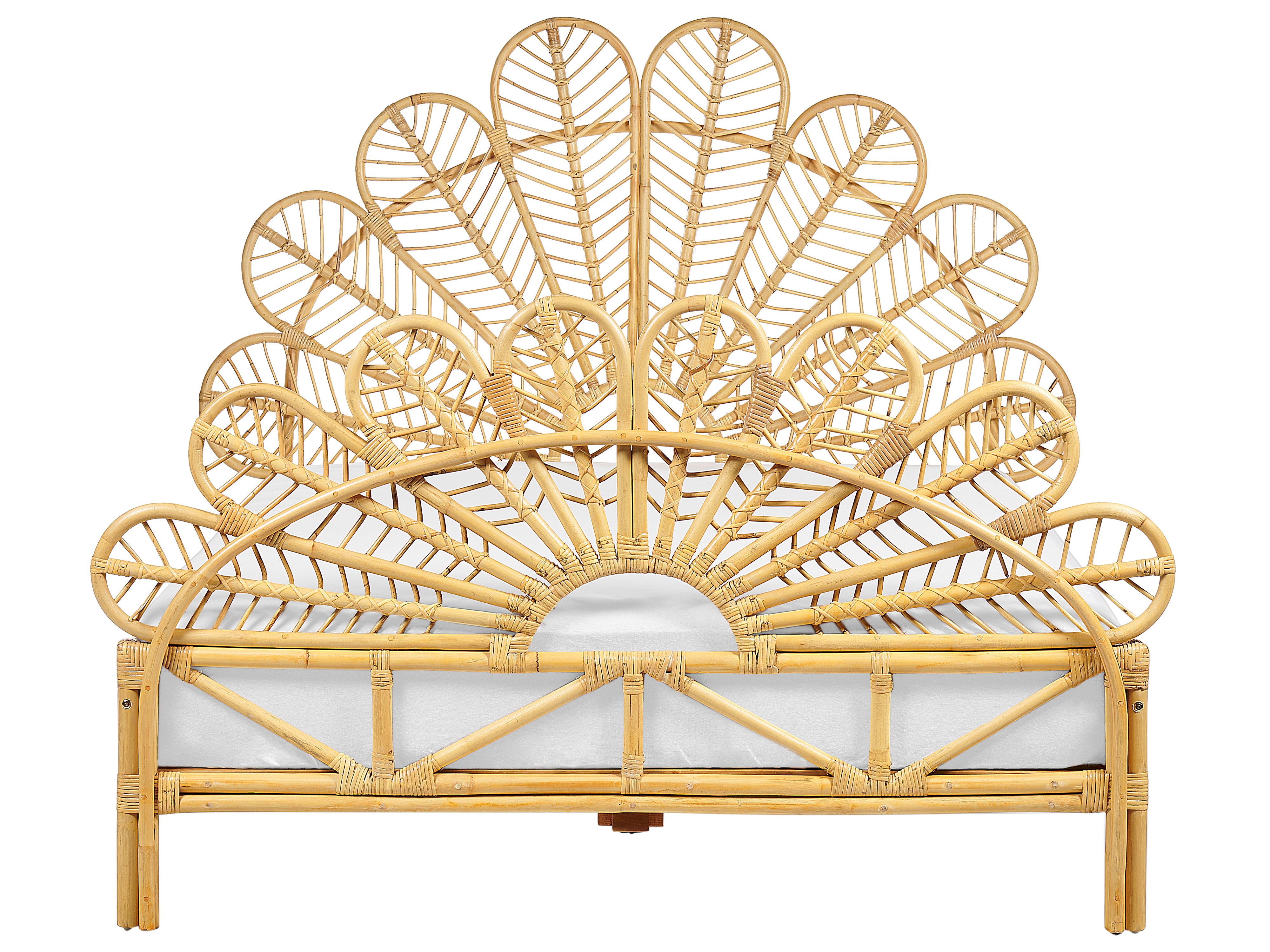 Bed rotan lichtbruin 140 x 200 cm FLORENTINE | Beliani.nl
