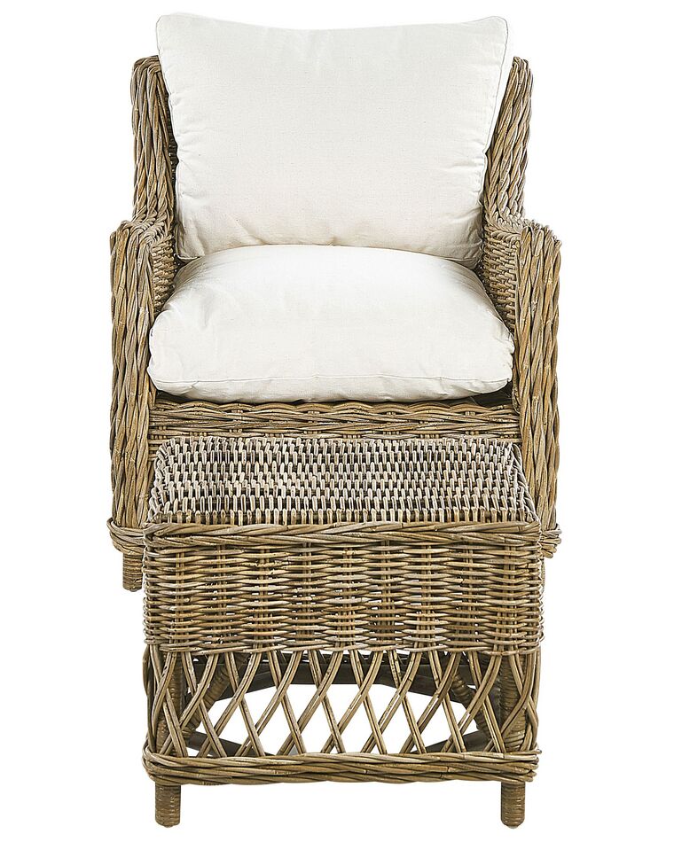 Rattan Garden Chair with Footstool Natural RIBOLLA | Beliani.co.uk