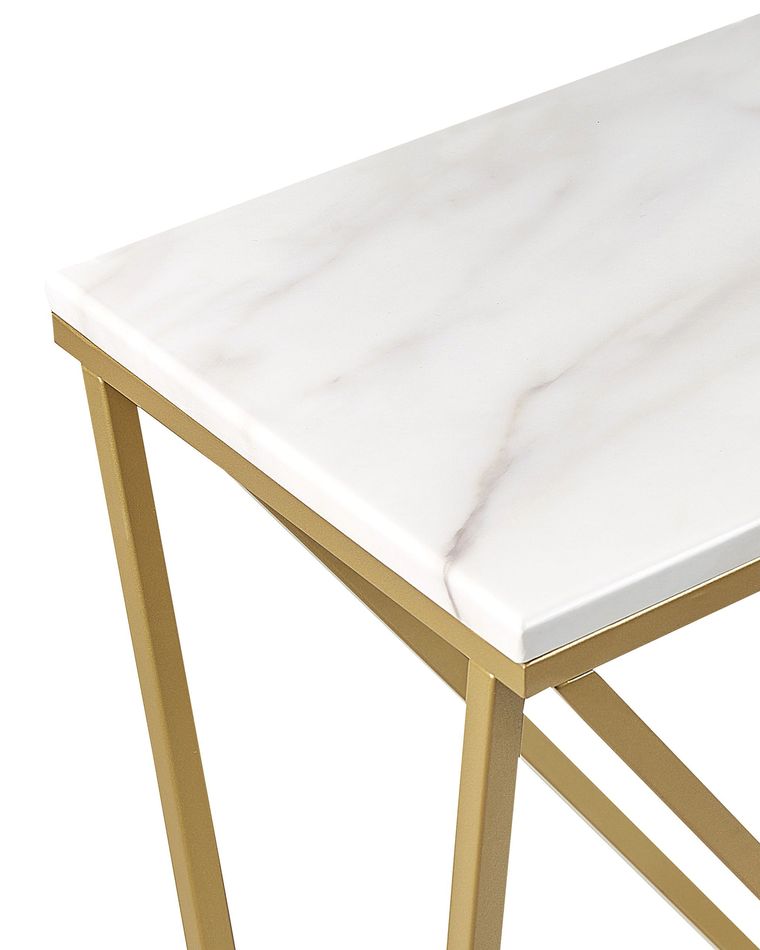 Console Table Marble Effect White with Gold HAZEN | Beliani.co.uk