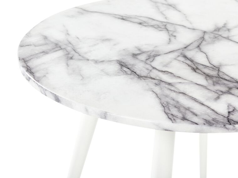 Round Dining Table ⌀ 80 cm Marble Effect and White GUTIERE | Beliani.co.uk