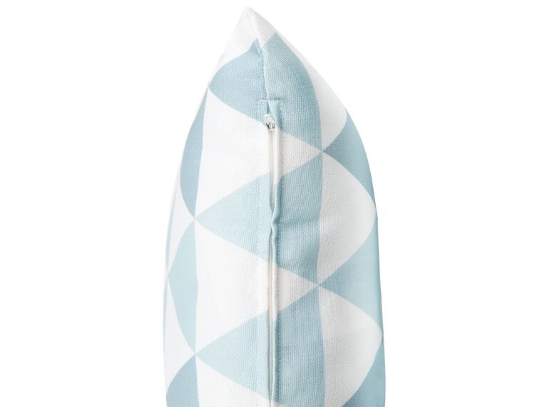 Set of 2 Outdoor Cushions Triangle Pattern 40 x 40 cm Blue and White ...