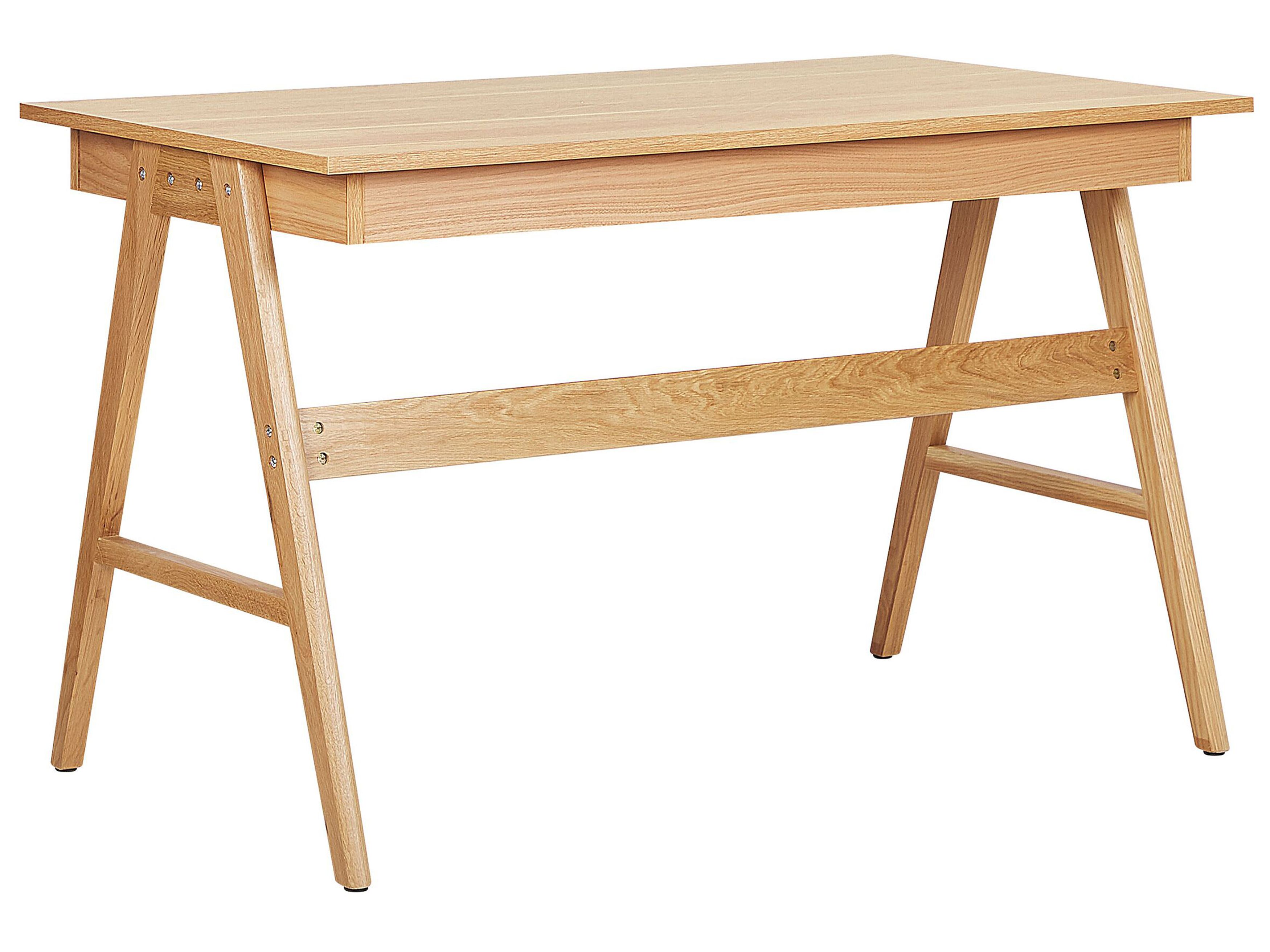 2 Drawer Home Office Desk 120 x 70 cm Light Wood SHESLAY | Beliani.co.uk
