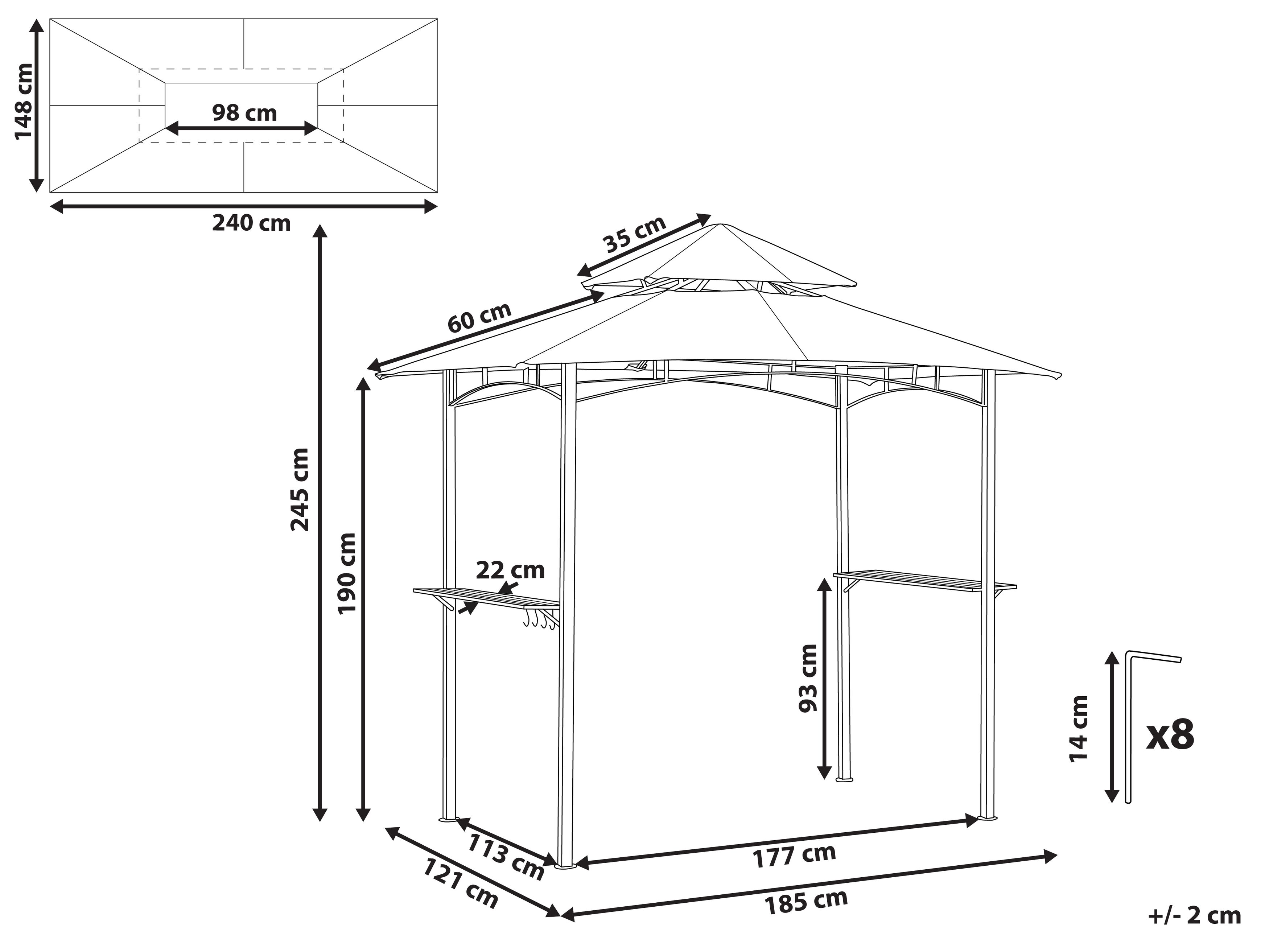 Paviljonki beige 240 x 148 cm NARO | Beliani.fi