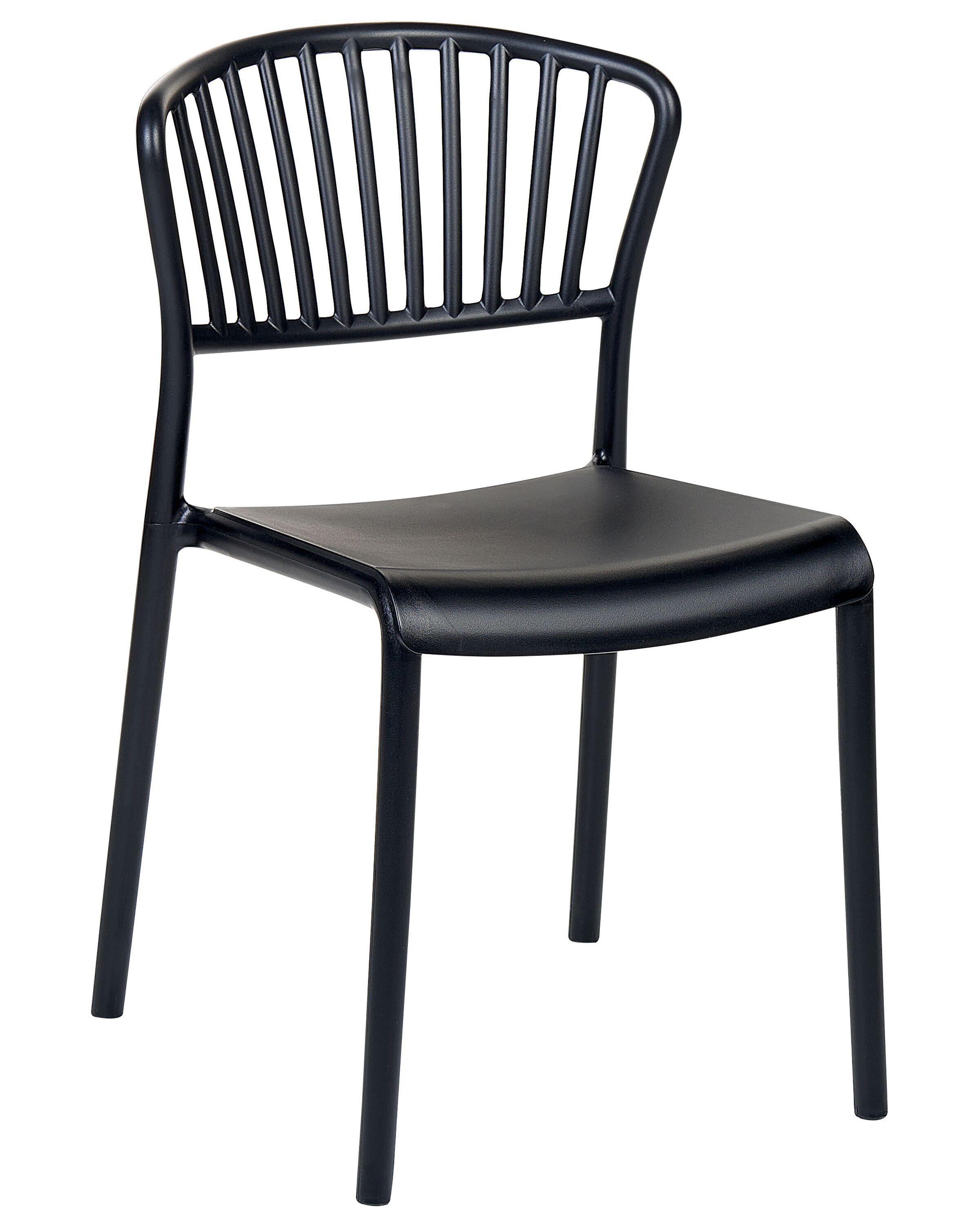 Set med 4 matstolar i plast svart GELA | Beliani.se