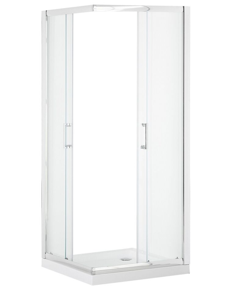 Tempered Glass Shower Enclosure 80 x 80 x 185 cm Silver TELA | Beliani ...
