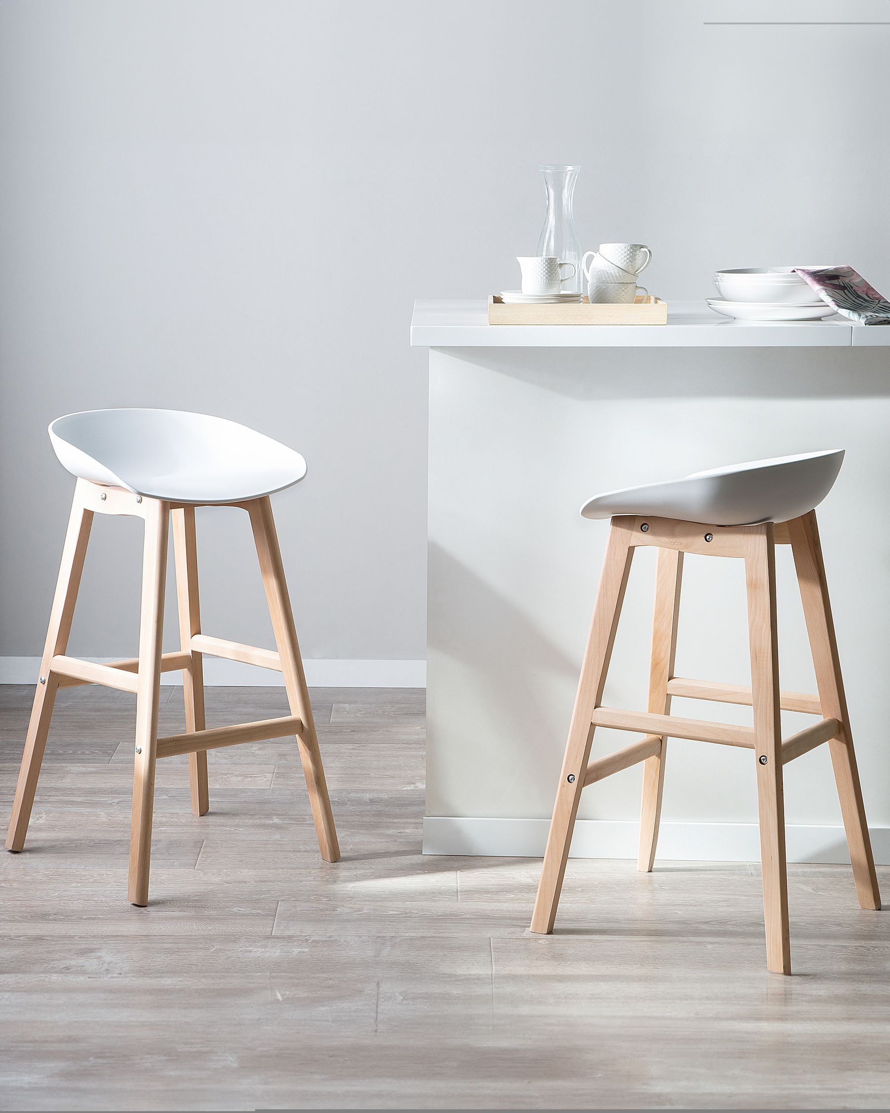 Set of 2 Bar Chairs White MICCO | Beliani.co.uk