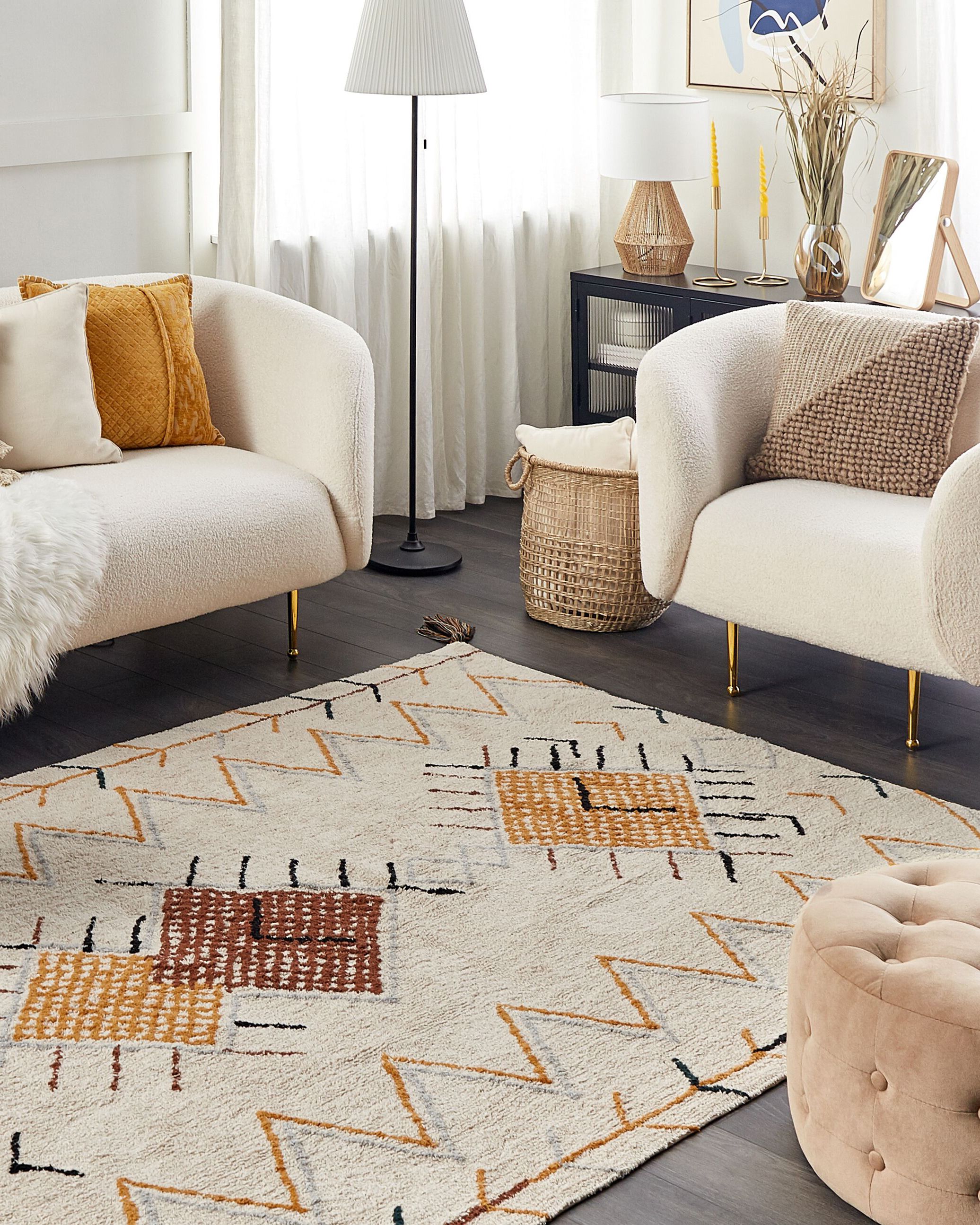 3-personers sofa i hvid boucle LOEN | Beliani.dk