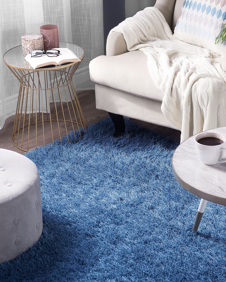 Shaggy Area Rug 140 x 200 cm Blue CIDE | Beliani.co.uk