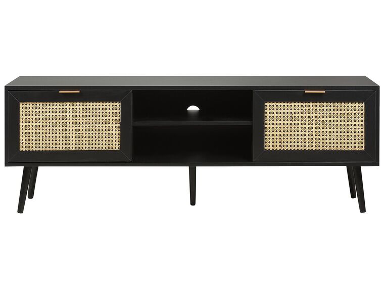 Rattan TV Stand Black OPOCO | Beliani.co.uk