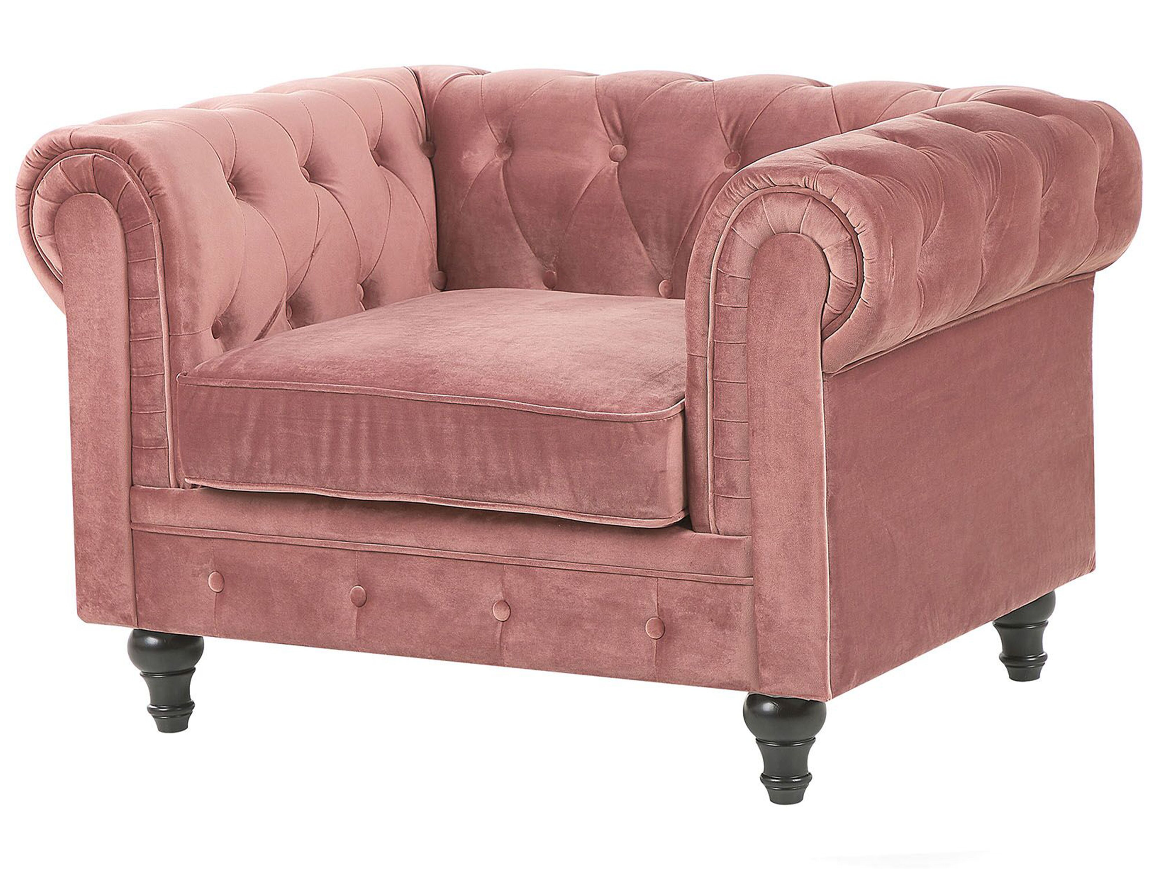 Velvet Living Room Set Pink CHESTERFIELD | Beliani.co.uk