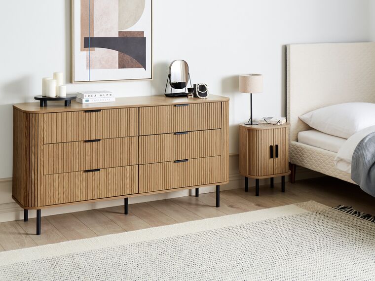 Kommode med 6 skuffer lyst træ BRADLEY | Beliani.dk