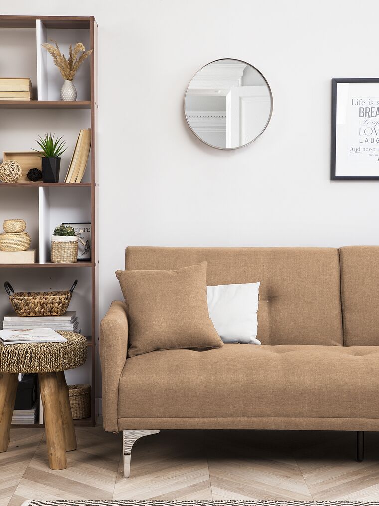 Divano letto moderno 3 posti in tessuto beige LUCAN | Beliani.it