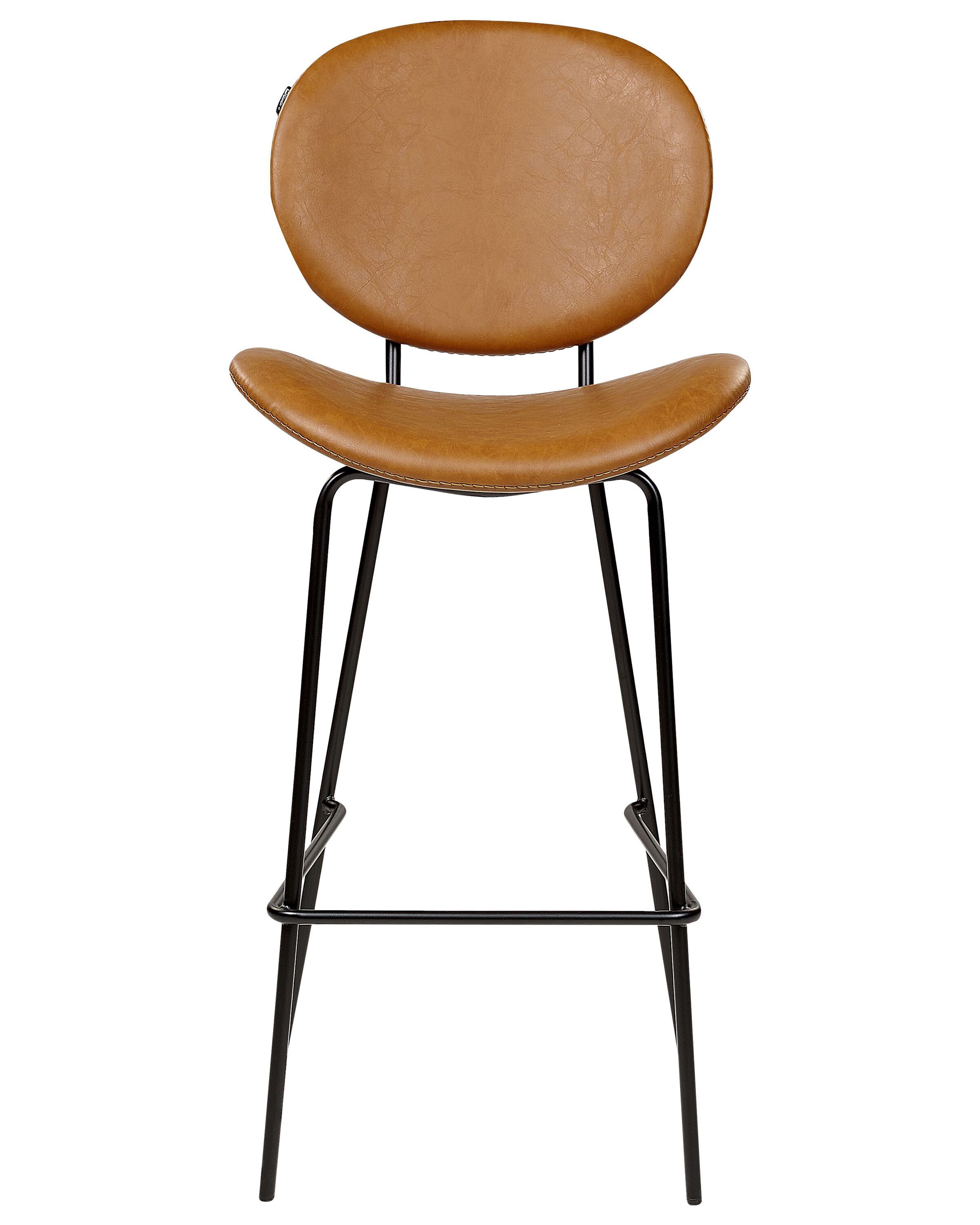 Set of 2 Faux Leather Bar Chairs Golden Brown LUANA | Beliani.co.uk