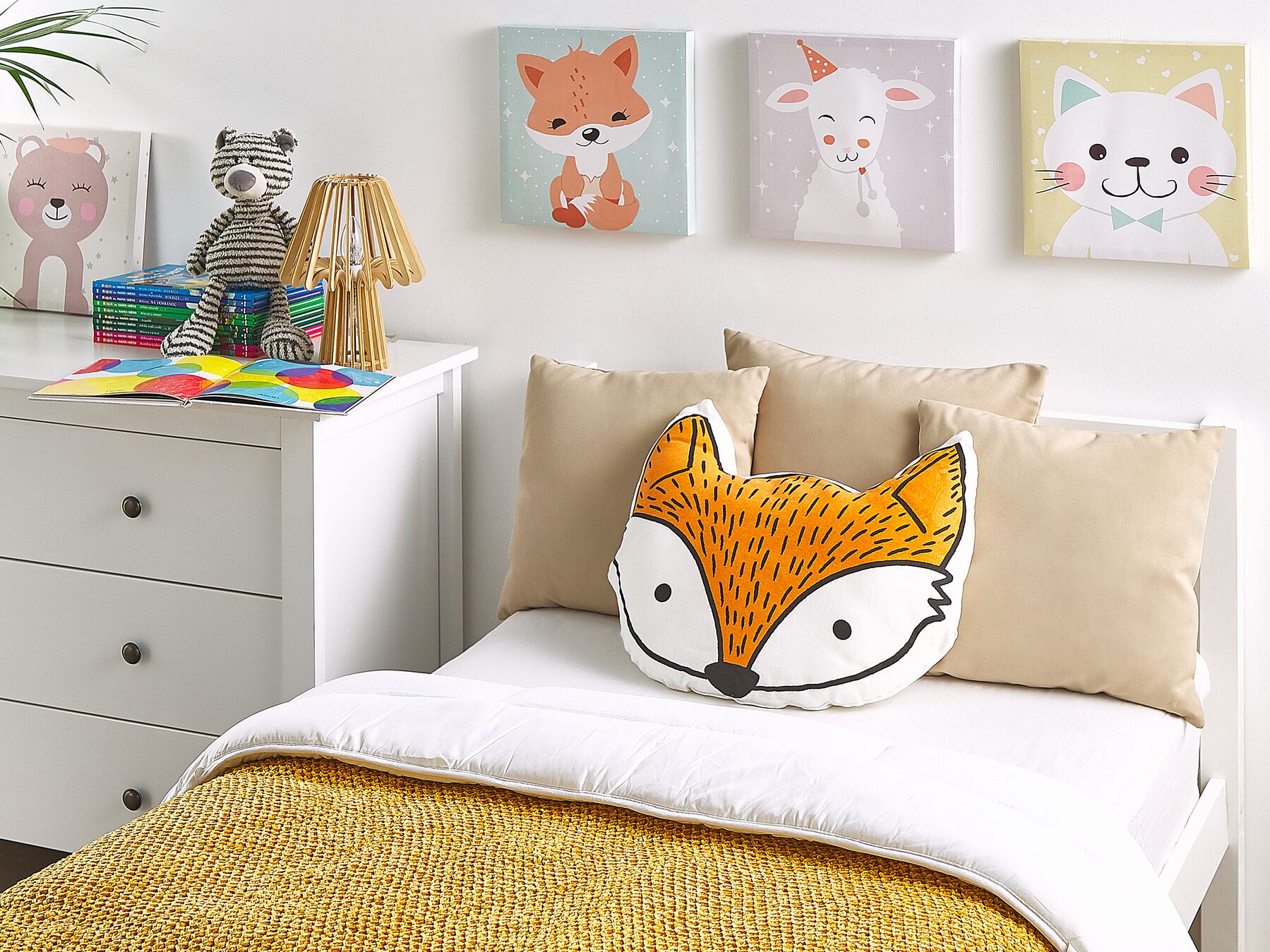 Set of 2 Cotton Kids Cushions Fox 50 x 40 cm Orange VADODARA | Beliani ...