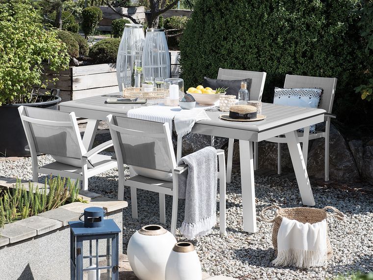 Extending Garden Dining Table 175/255 x 100 cm Grey PERETA | Beliani.co.uk