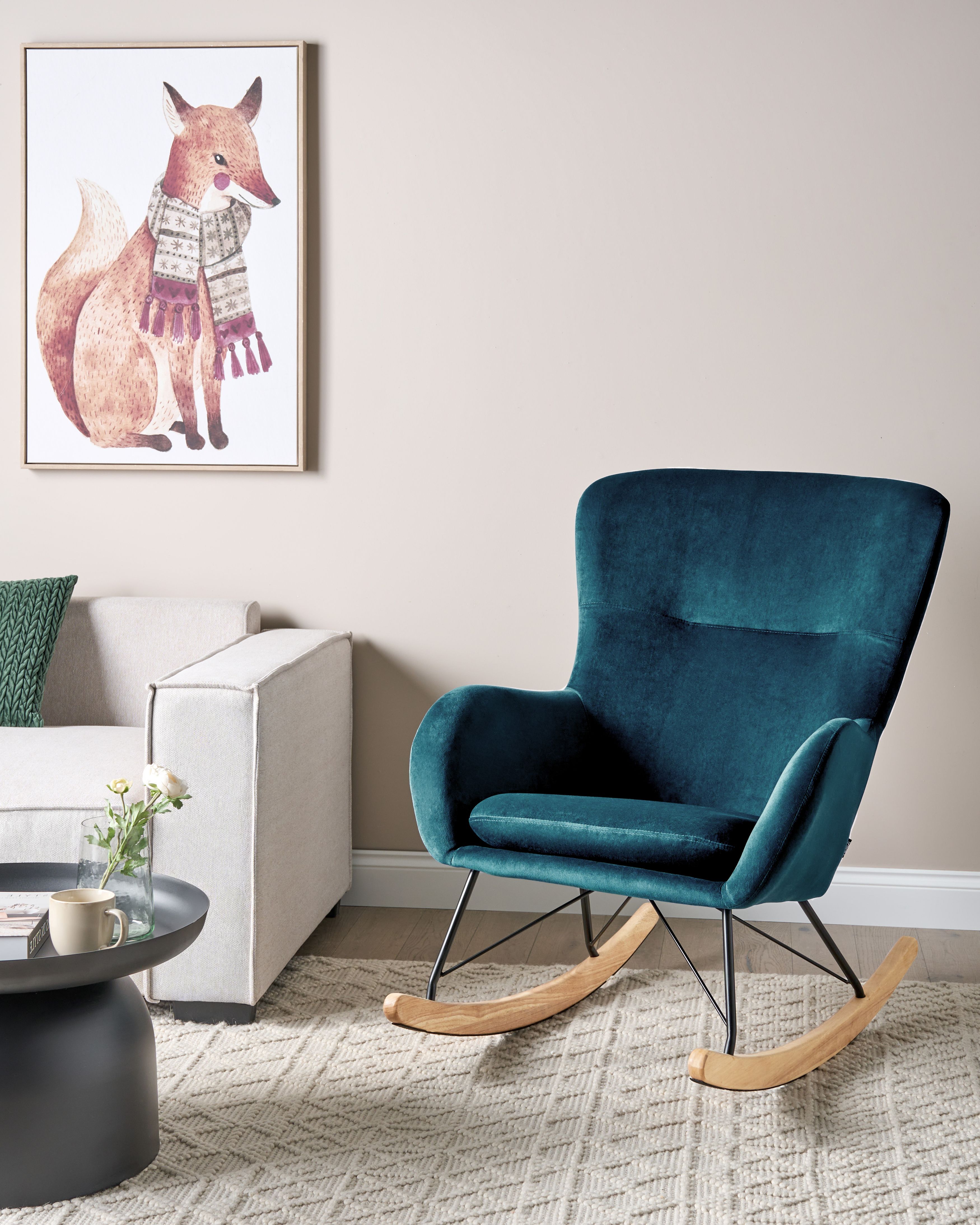 Velvet Rocking Chair Sea Blue ELLAN | Beliani.co.uk